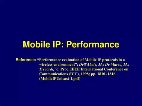 Ppt Mobile Ip Performance Powerpoint Presentation Free Download Id6032740