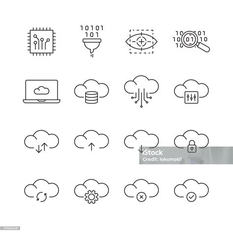 Big Data Icon Set With Editable Stroke And Customizable Color Design