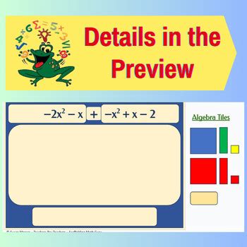 Combining Like Terms Using Interactive Google Slides And Algebra Tiles