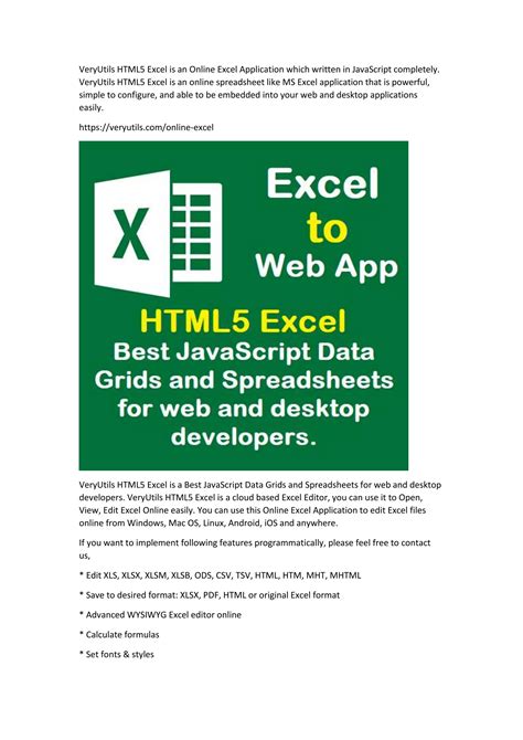 Veryutils Html5 Excel Is An Online Excel Application Which Written In Javascript Completelydocx