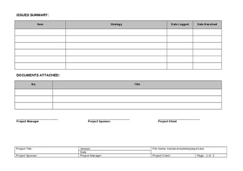 7 Handover Report Templates Word Excel Samples