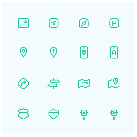 Navigation Maps Line Icons