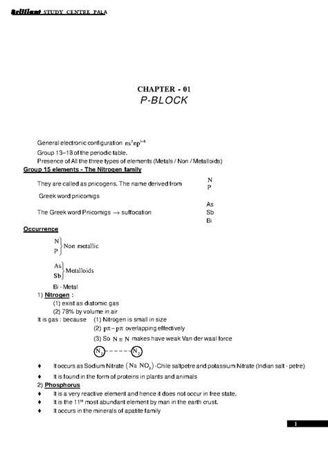P Block Elements Lecture Notes CHAPTER P B LOCK Studocu