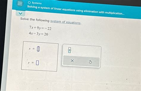 Solved Systemssolving A System Of Linear Equations Using