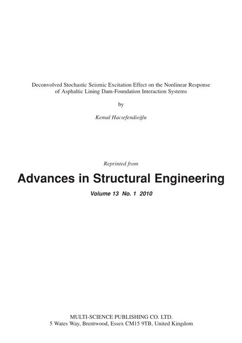 Pdf Deconvolved Stochastic Seismic Excitation Effect On The Nonlinear