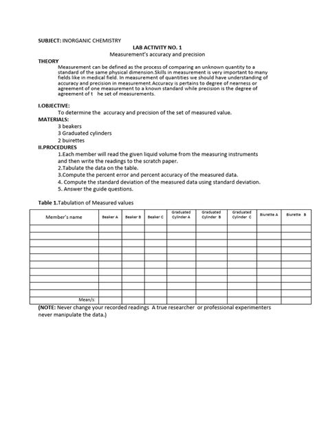 chem 1 lab activity 1 measurements accuracy and precision 1b download