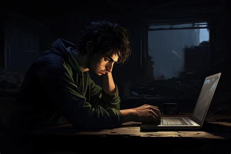 Premium Photo A Person Sitting In A Dimly Lit Room Their Face Softly Illuminated By The Glow