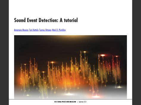 Ieee Signal Processing Magazine September 2021sound Event Detection