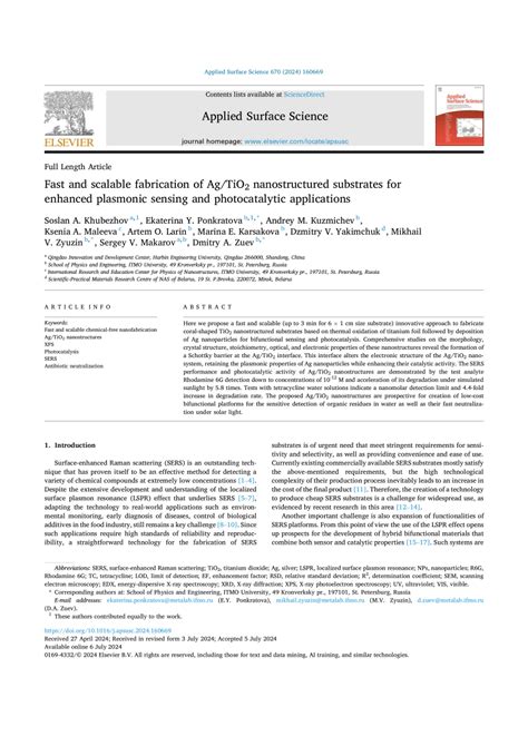Pdf Fast And Scalable Fabrication Of Agtio2 Nanostructured Substrates For Enhanced Plasmonic