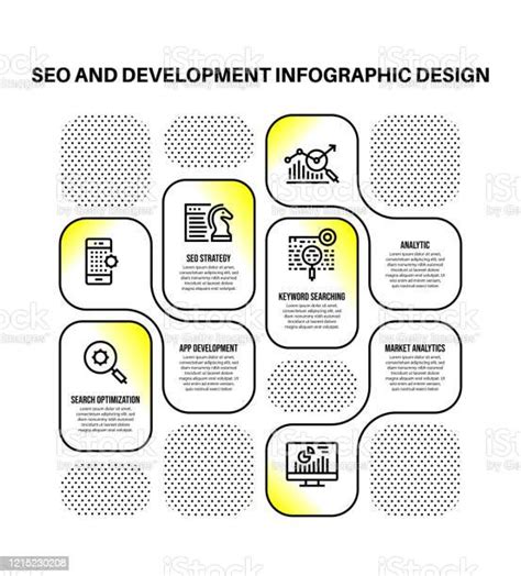 Seo 및 개발 키워드 및 아이콘이 있는 인포그래픽 디자인 템플릿 0명에 대한 스톡 벡터 아트 및 기타 이미지 0명 개발