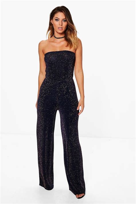 Boohoo Strapless Wide Leg Sparkle Jumpsuit Gigi Hadids Sparkly Jumpsuit September 2018
