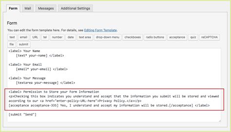 Gdpr Checkbox And Privacy Policy Link In Contact Form 7 Cf7 Skins Blog