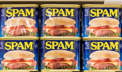 Tin Cans Of Spam Brand Meat In A Supermarket Aisle Editorial Photo
