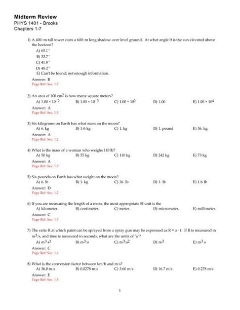 Midterm Review PHYS 1401