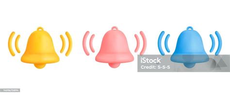 현실적인 통지 벨 떠 다니는 3d 알람 시계 벨 사운드 알림 고립 된 알림 아이콘 연락처 새 메시지 렌더링 서명 인터페이스 이벤트 구독 깔끔한 벡터 일러스트 레이 션 3차원