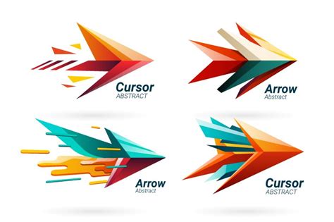 Mouse Cursor Simple Flat Color Icons Set Vector Image