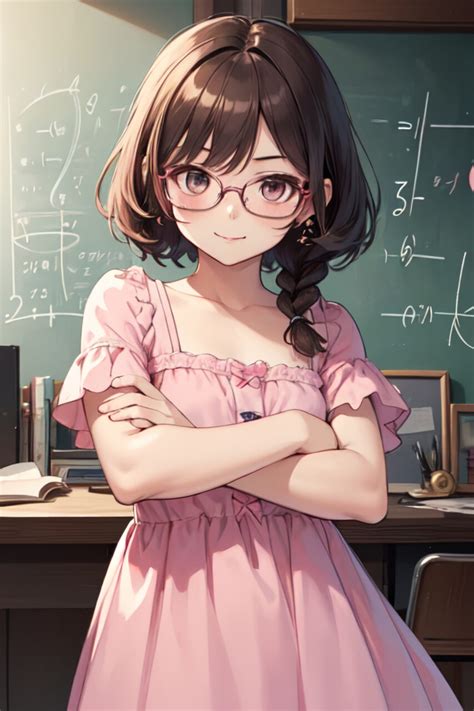 Confident Anime Girl In Classroom Wallpaper Background Free Download