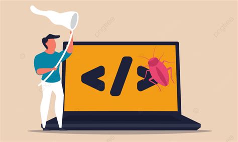 Software Bug Vector Hd Images Debugging Code Software And Search Bug Error From Screen Laptop