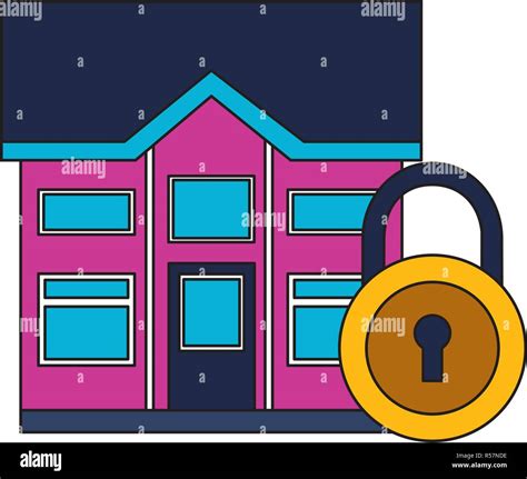 Smart Home Security Padlock White Background Vector Illustration Stock