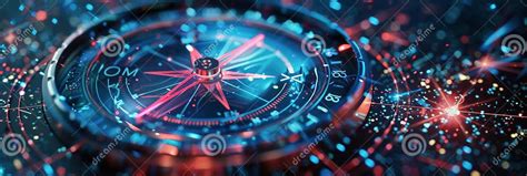 Futuristic Compass With Glowing Circuits And Lights Stock Image Image Of Innovation Advanced