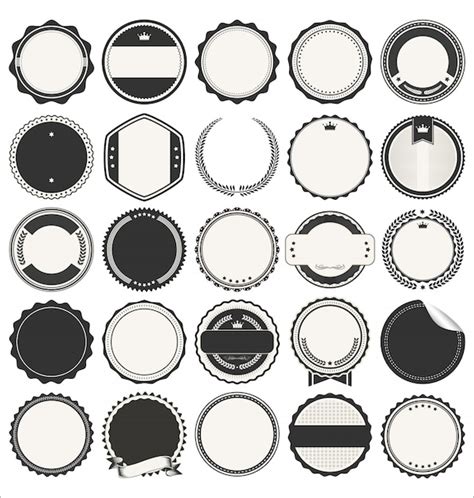 빈 복고풍 빈티지 배지 및 레이블 컬렉션 프리미엄 벡터