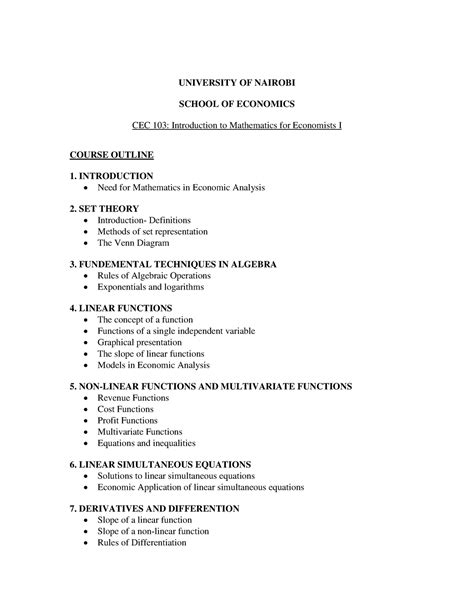 Mathematics For Economists 1 Introduction Need For Mathematics In Economic Analysis 2 Set