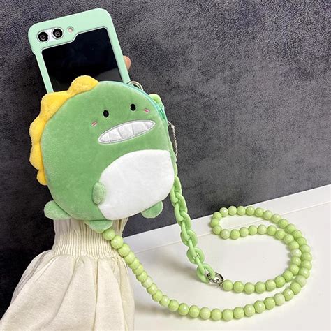 모이몰 갤럭시 Z플립6 Z플립5 Z플립4 Z플립3 귀여운 공룡 파우치 지갑 스트랩 핸드폰 가방 힌지 보호 풀커버 하드 제트플립6 제트플립5 제트플립4 지플립6 지플립5 케이스