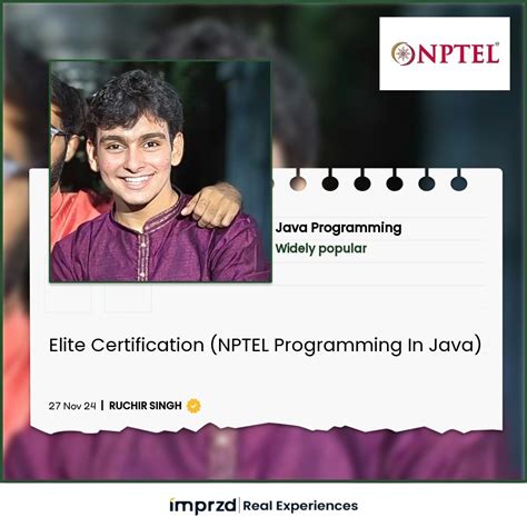 Ruchir Singh On Linkedin Javaprogramming Nptel Learningandgrowing