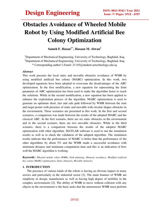 Pdf Obstacles Avoidance Of Wheeled Mobile Robot By Using Modified