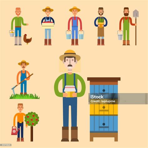 농부 캐릭터 남자 농업 사람 직업 농촌 정원사 작업자 사람들이 벡터 일러스트 레이 션 건강한 생활방식에 대한 스톡 벡터 아트 및 기타 이미지 건강한 생활방식 건강한