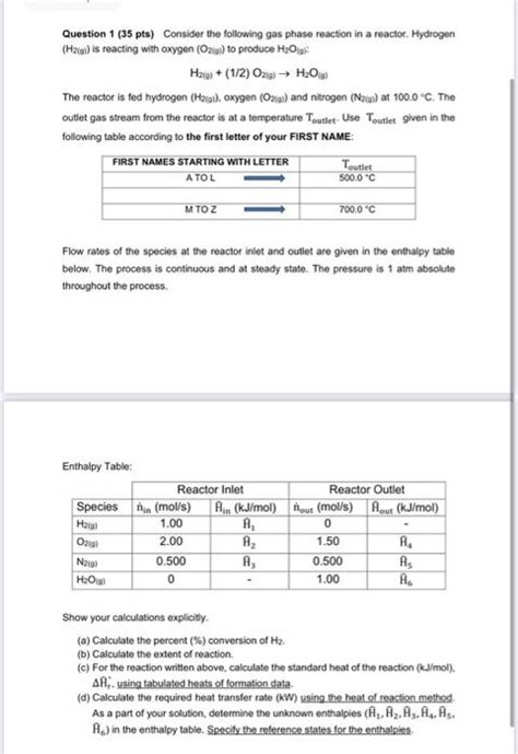 Solved Question 1 35 Pts Consider The Following Gas Ph