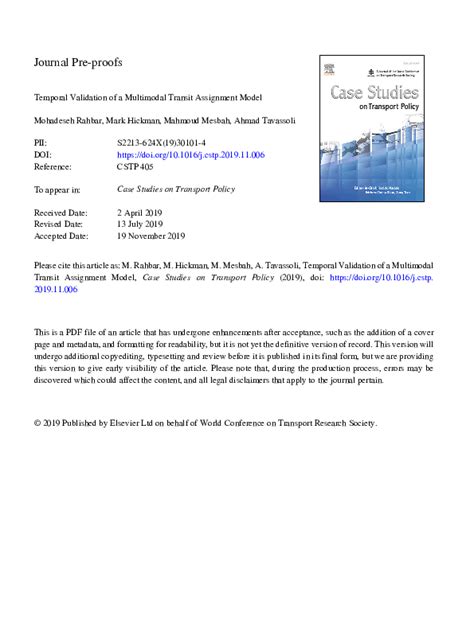 Pdf Temporal Validation Of A Multimodal Transit Assignment Model