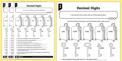 Decimal Digits Worksheet Worksheet Teacher Made Twinkl