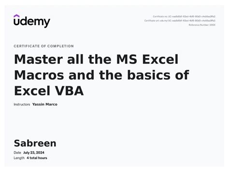 S Sabreen On Linkedin Excel Macros Vba Automation Udemy