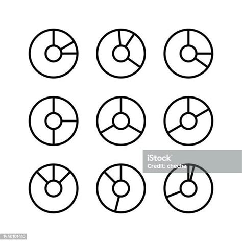 원형 차트 아이콘을 설정합니다 백분율 공유 또는 통계 기호입니다 원은 세그먼트 부분으로 나뉩니다 0명에 대한 스톡 벡터 아트 및 기타 이미지 Istock