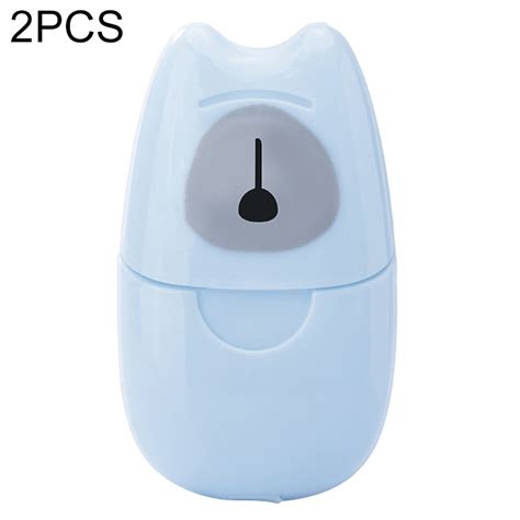 2 Pcs 일회용 휴대용 박스형 비누 종이 손 씻기 여행 하이킹 야외 캠핑 파란색에 편리