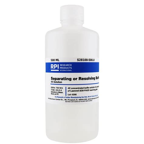 S28100 5000 Separating Or Resolving Buffer 4x Solution 500 Milliliters S28100 5000 Separating Or Resolving Buffer 4x Solution 500 Milliliters