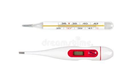 Classic Traditional Old Glass Mercury Thermometer And A Digital Electronic One Two Different
