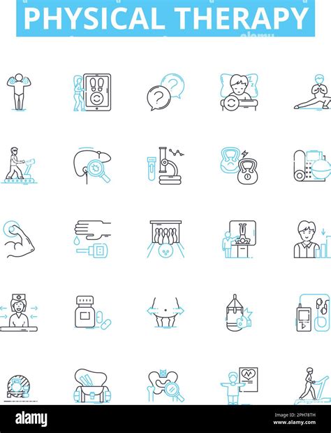 Physical Therapy Vector Line Icons Set Physiotherapy Rehabilitation Exercise Massage