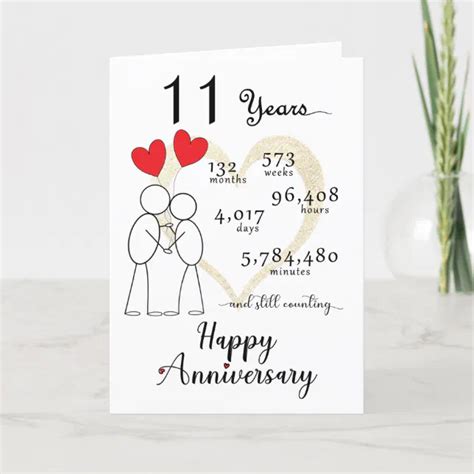 11th Wedding Anniversary Card With Heart Balloons Zazzle