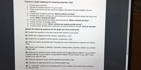 Solved Construct A Graph Satisfying The Following Solved Construct A Graph Satisfying The Following