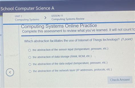 Solved School Computer Science Aunit 2lesson 11computing