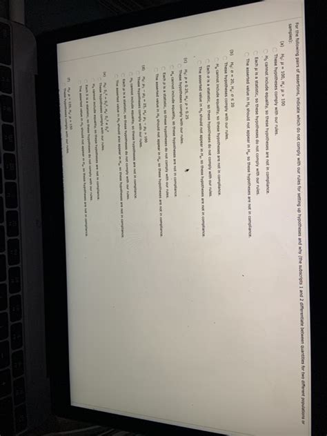 solved for the following pairs of assertions indicate which