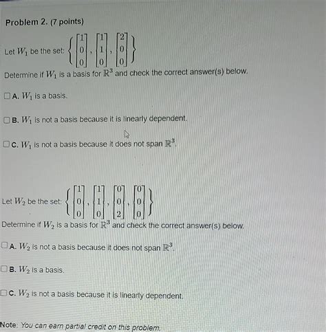 Solved Problem 2 7 Points Let W Be The Set Determine If Chegg Com