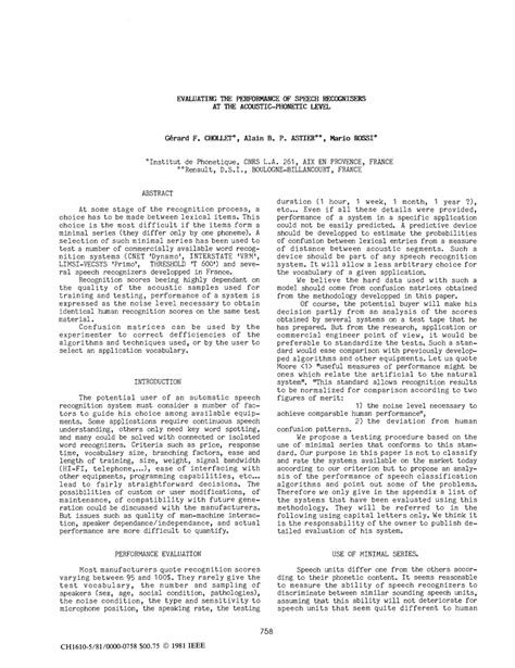 Pdf Evaluating The Performance Of Speech Recognisers At The Acoustic Phonetic Level