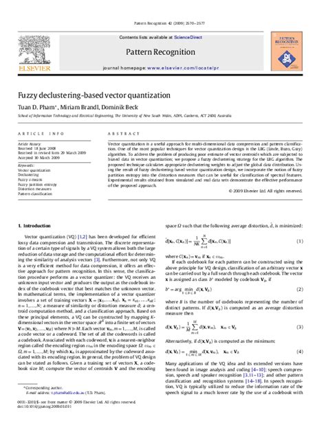 Pdf Fuzzy Declustering Based Vector Quantization Tuan Pham