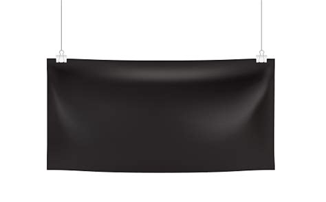 바인더 클립과 밧줄에 걸려 있는 3d 벡터 사실적인 빈 직사각형 배너 수평 주름 모형 투명 배경에 빈 템플릿 차양 섬유 Pvc 비닐 나일론 요법 Eps10 0명에 대한 스톡