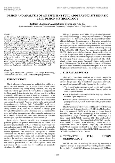 Pdf Design And Analysis Of An Efficient Full Adder Using Systematic Cell Design Methodology