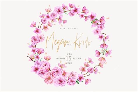 벚꽃 화환 배경 디자인 무료 벡터