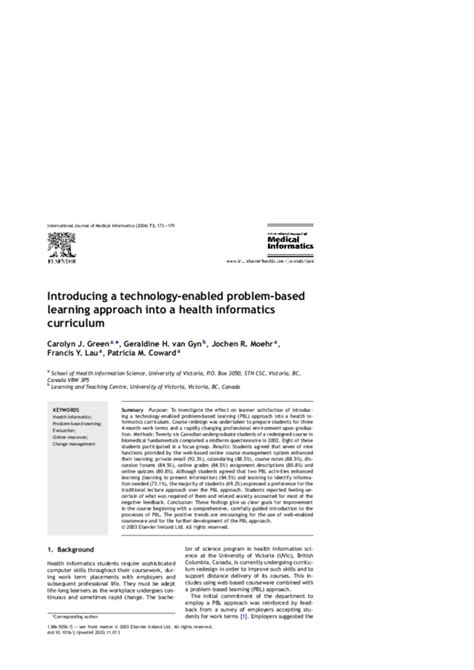 Pdf Introducing A Technology Enabled Problem Based Learning Approach